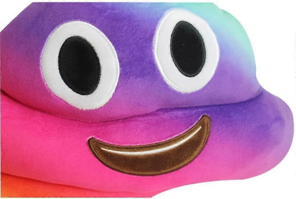 Smiley Poo Shape Rainbow Cushion - Pink Yellow Round Plush Soft Pillow ...