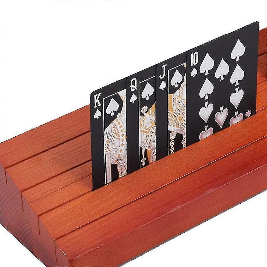 Wooden Playing Card Holder Poker Rack Trays For Organizing Cards On ...