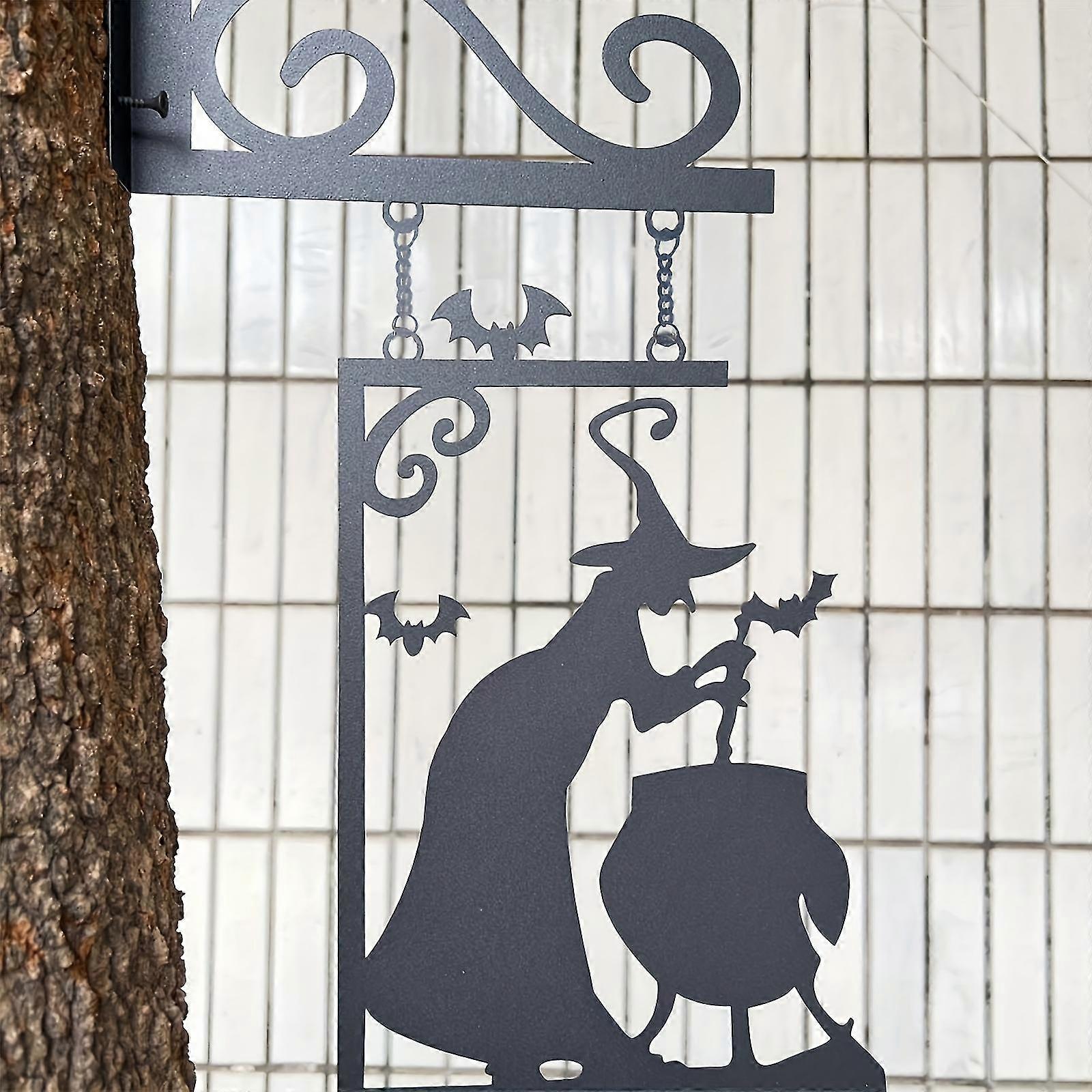 Witch Boiler Silhouette Metal Pendant, Leaky Cauldron Metal Sign Wall ...