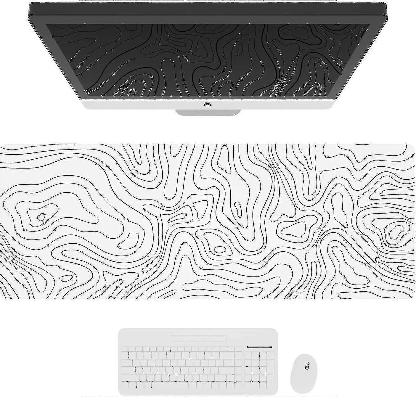 Large Gaming Mouse Pad With Stitched Edges, Minimalist Topographic Map ...