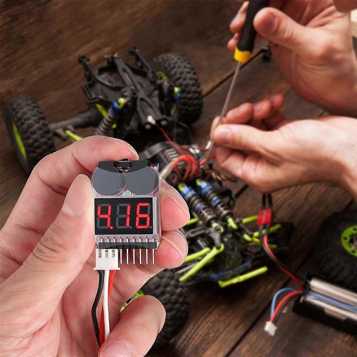 5PCS 2 In1 1-8S Lipo Battery Voltage Tester, RC Low Voltage Buzzer ...