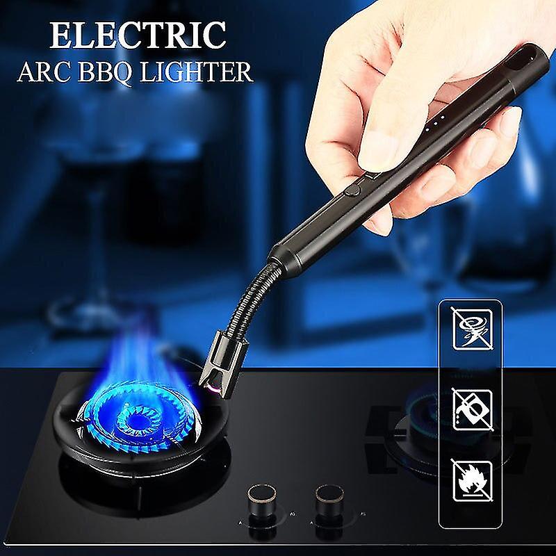 Usb Electric Rechargeable Long Kitchen Lighter For Stove Windproof Led ...