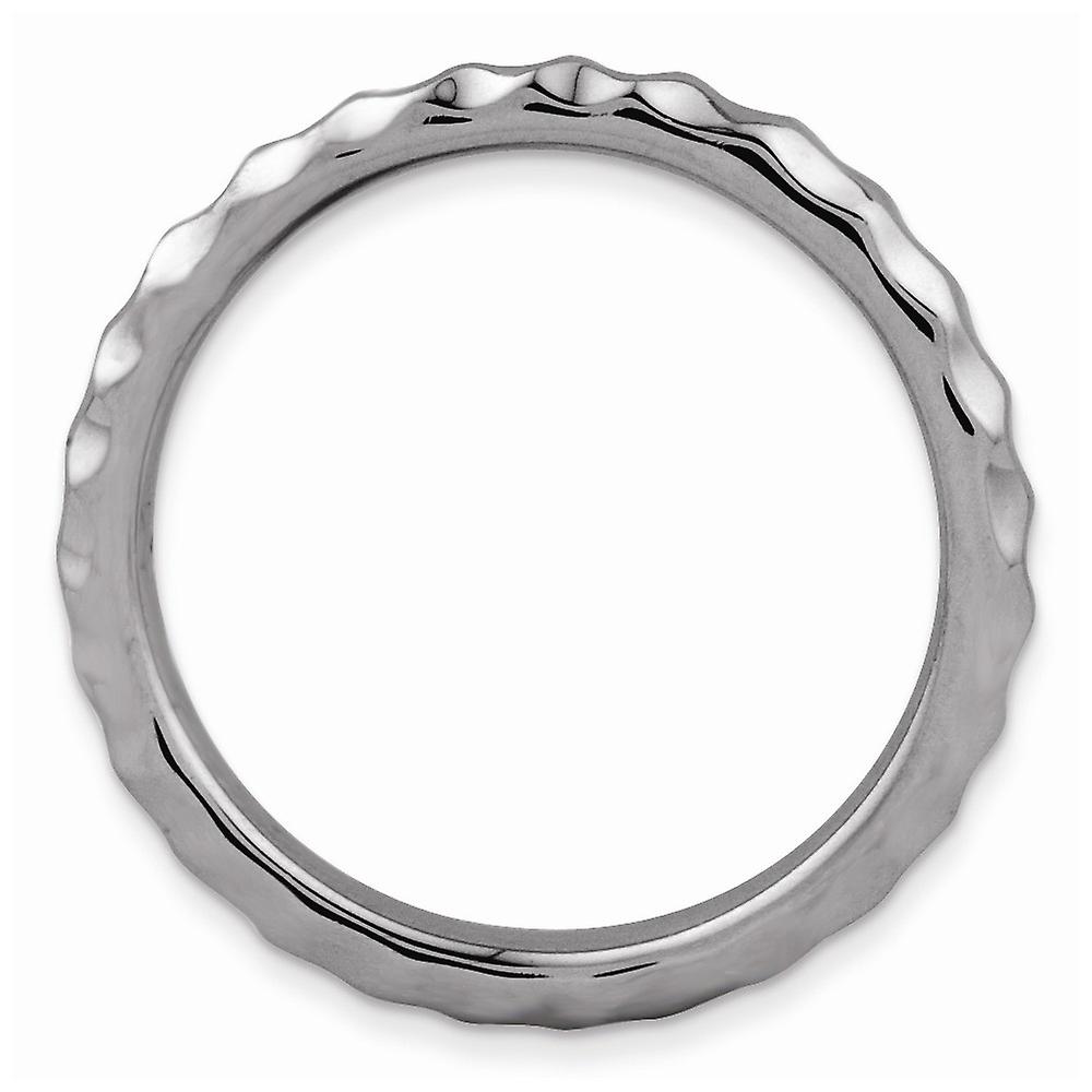 925 Sterling Silver Polished Patterned Ruthenium plating Stackable ...