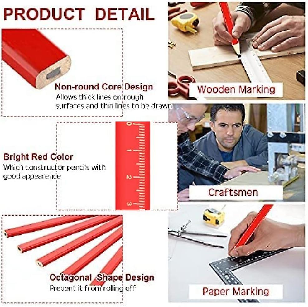 72 Pieces Flat Carpenter Pencils, 17 Cm Medium Hard Lead Graphite ...