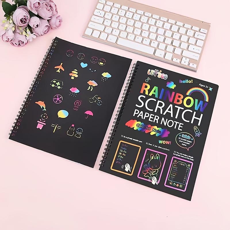 12 Sheets Rainbow Scratch Off Notebooks Arts Crafts Supplies Set Color ...