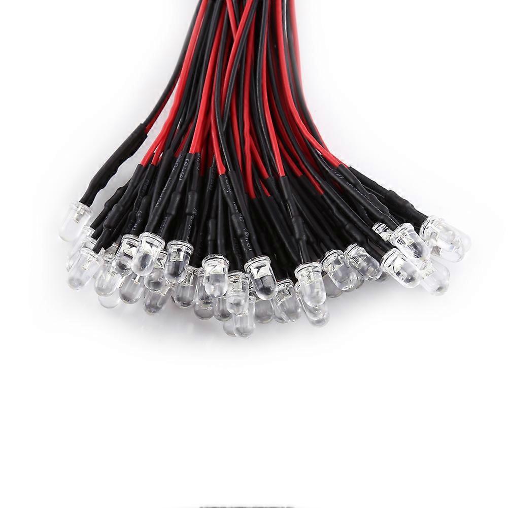 Water Clear LED Diodes 50pcs Pre Wired DC 9-12V in White Red Blue Green ...