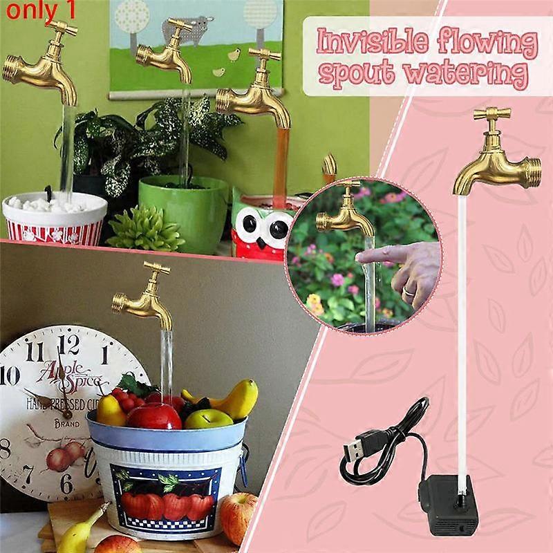 Invisible Flowing Spout Watering Can Fountain Cute Floating Tap Fountain Magic USB Faucet ...