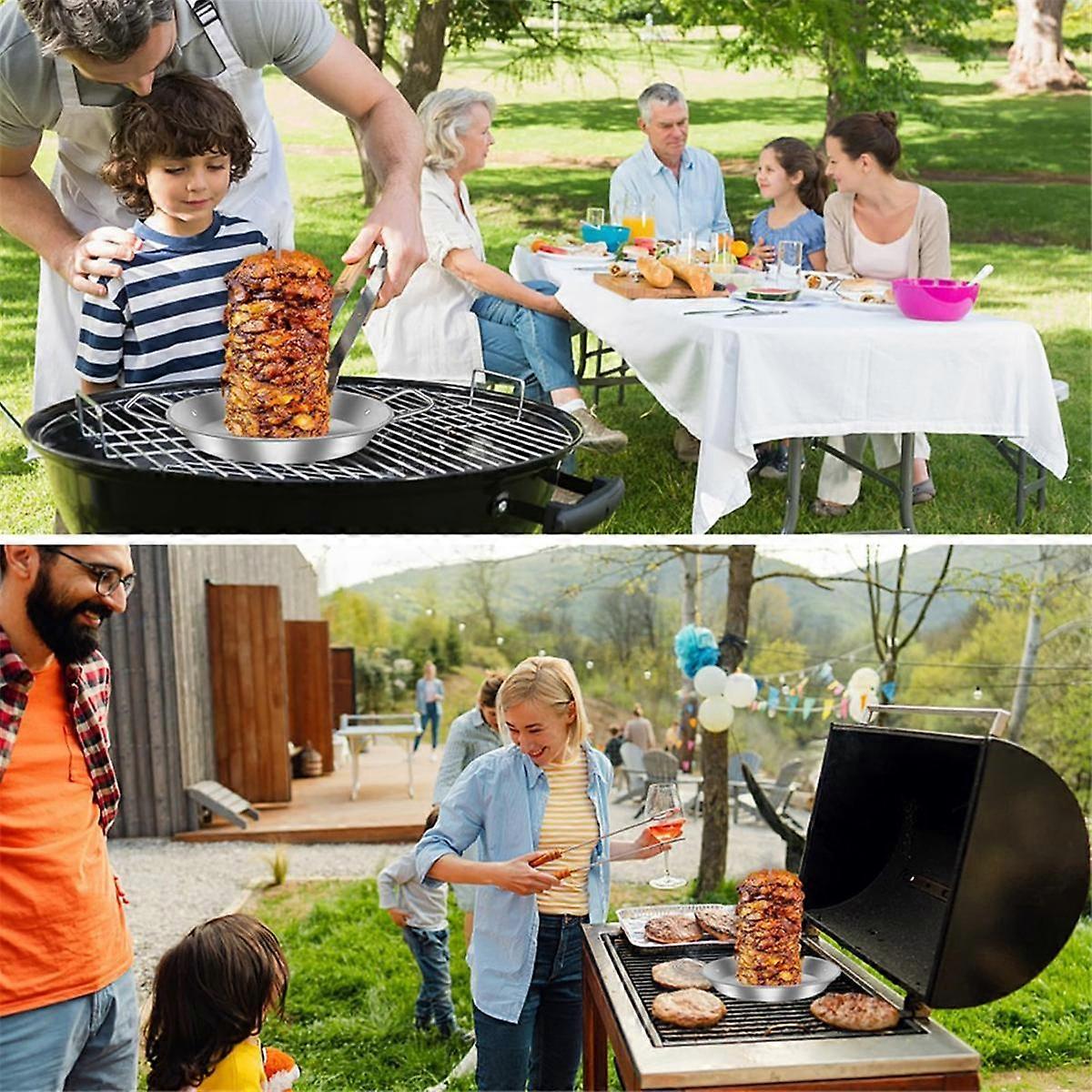 Stainless Steel Stand Vertical Skewer Grill Removable Spikes Brazilian ...