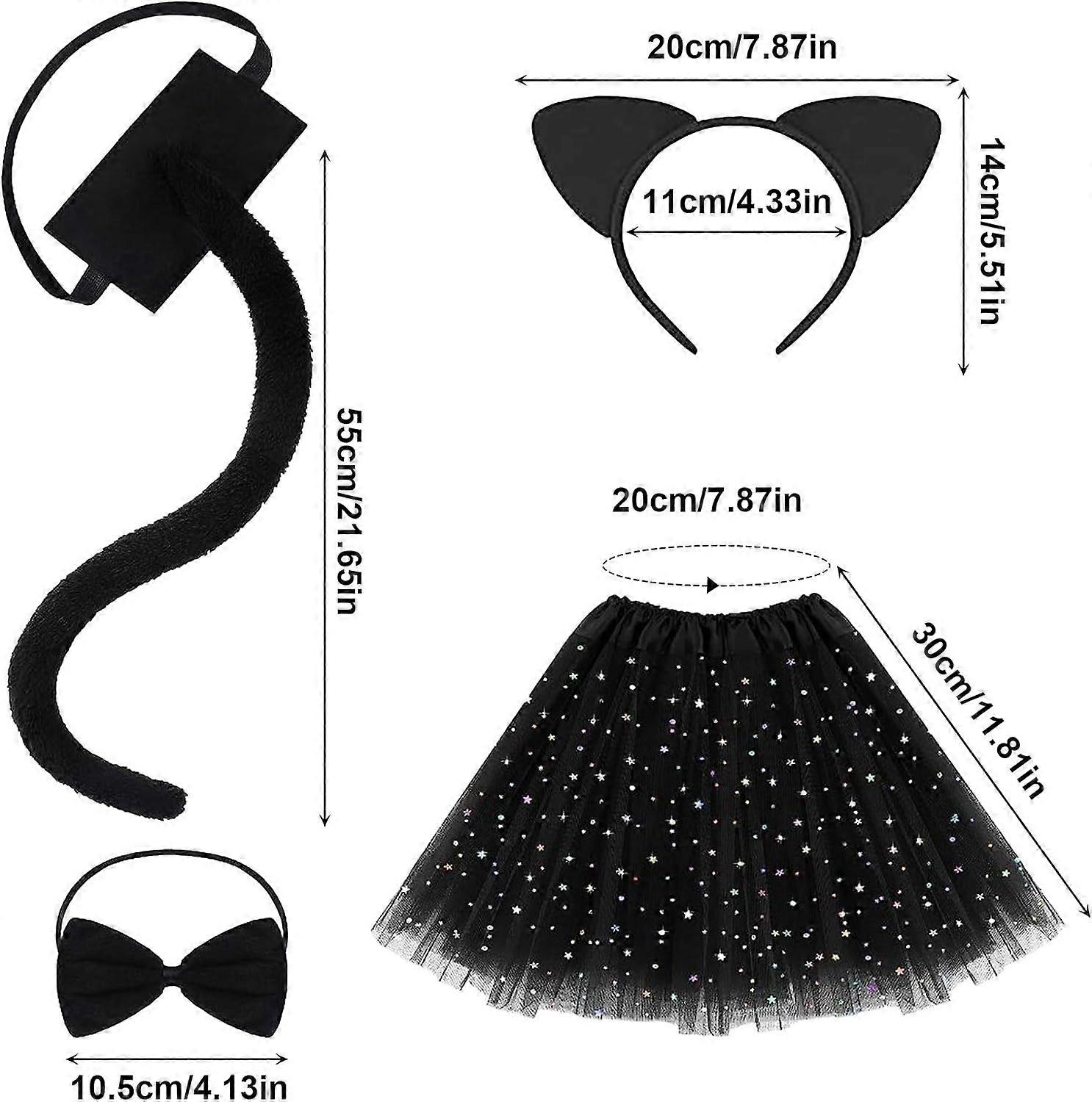 4 Pieces Cat Costume, Cute Cat Cosplay Kitten Ears Cat Tail Bow tie ...