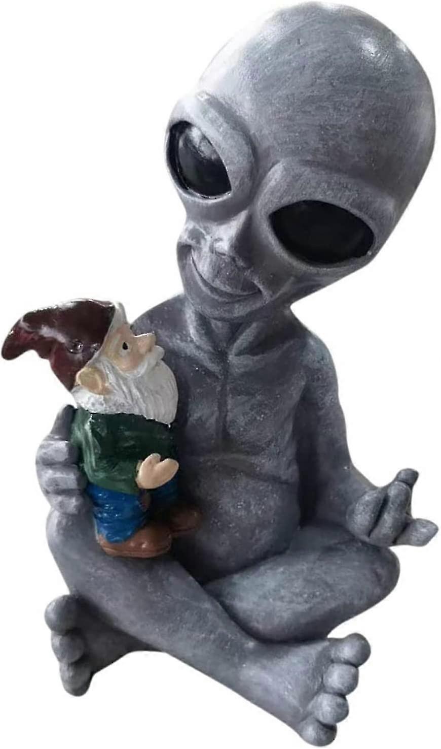 Friendship Stories Alien And Gnome Garden Statue | Alien Resin Statue ...