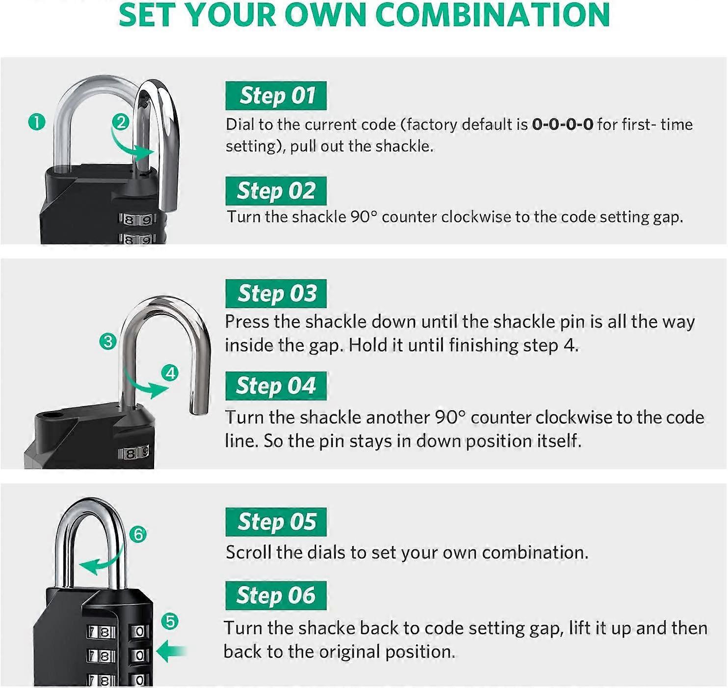 Padlock, Code Padlock, Gym Padlock, 4 Digit Outdoor Waterproof ...