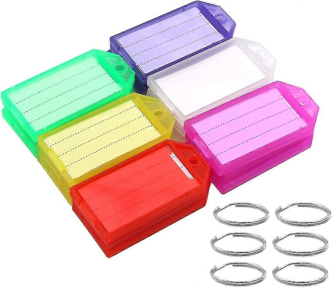 60 Pack Tough Plastic Key Tags With Strong Split Ring And Flap Label ...