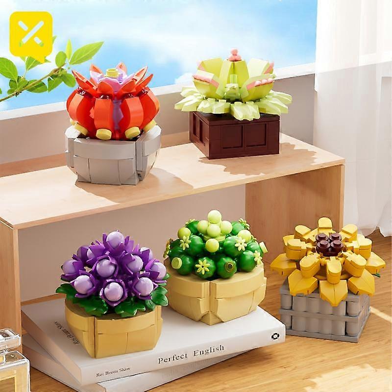 Building Blocks Flowers Plants Bonsai Succulent Potted Assembly Bricks ...