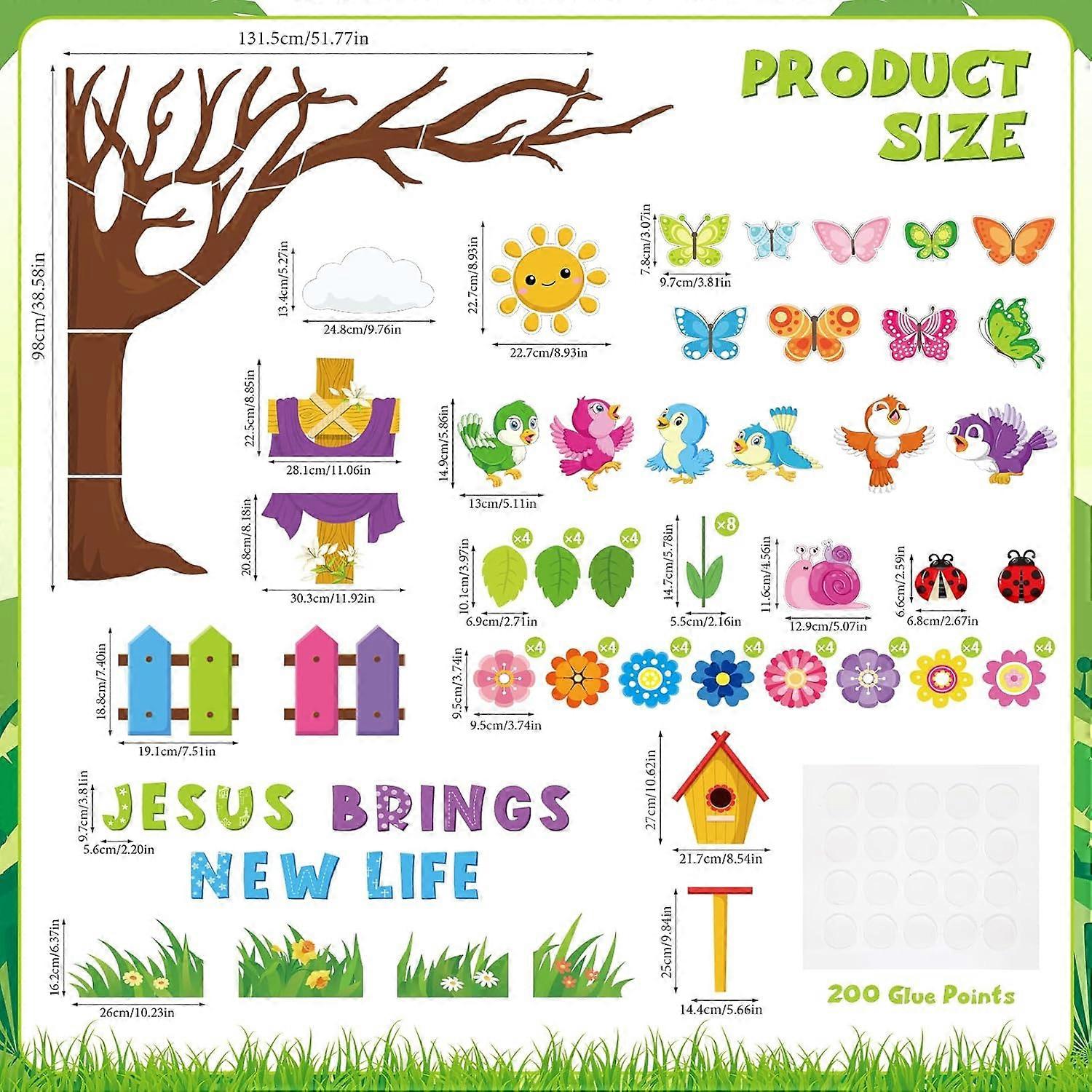 112 Pcs Christian Spring Bulletin Board Decorations Classroom Religious ...