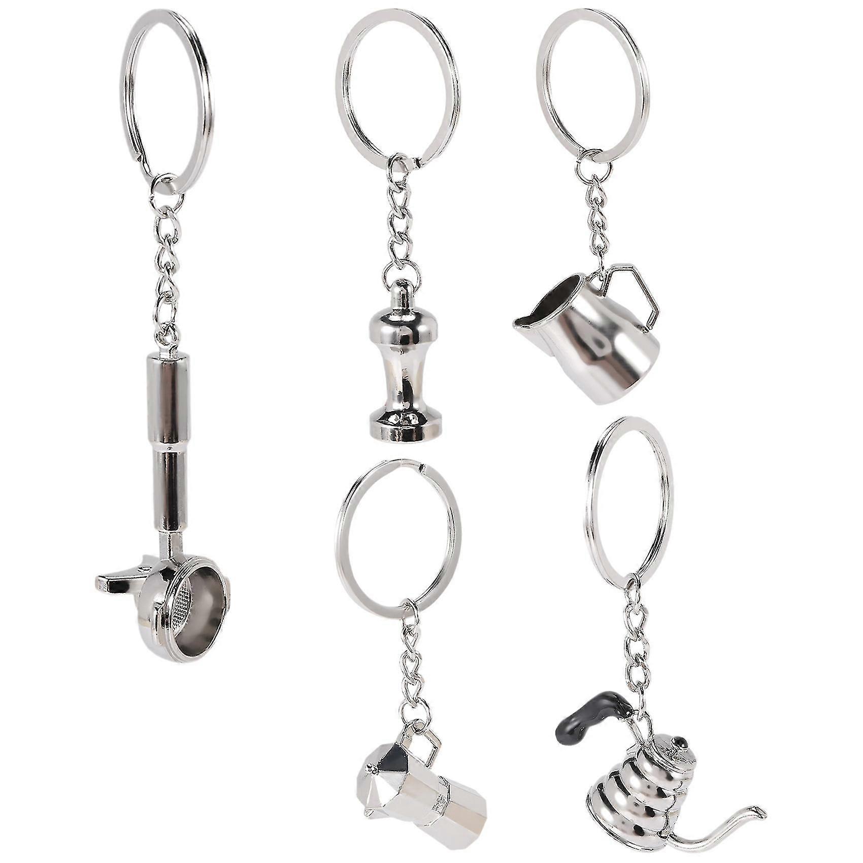 5pcs Creative Barista Coffee Tamper Keychain Espresso Portafilter Moka ...