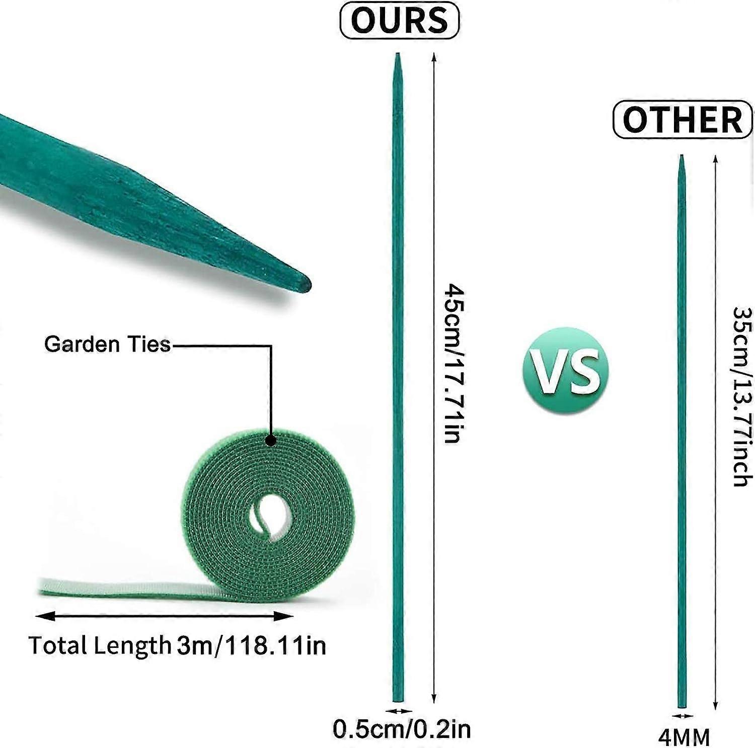 Plant Supports 50 Pieces Bamboo Plant Stick 45 cm Plant Sticks Green ...