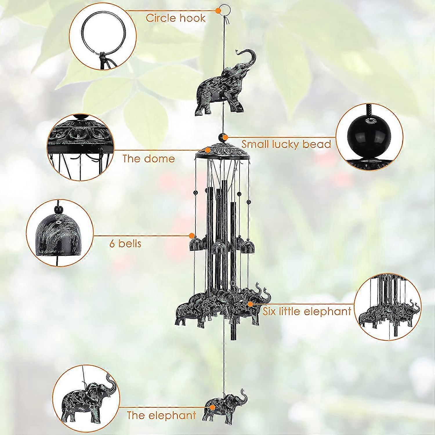 Elephant Wind Chimes, Copper Wind Chimes Outdoor, Metal Tubes Wind ...