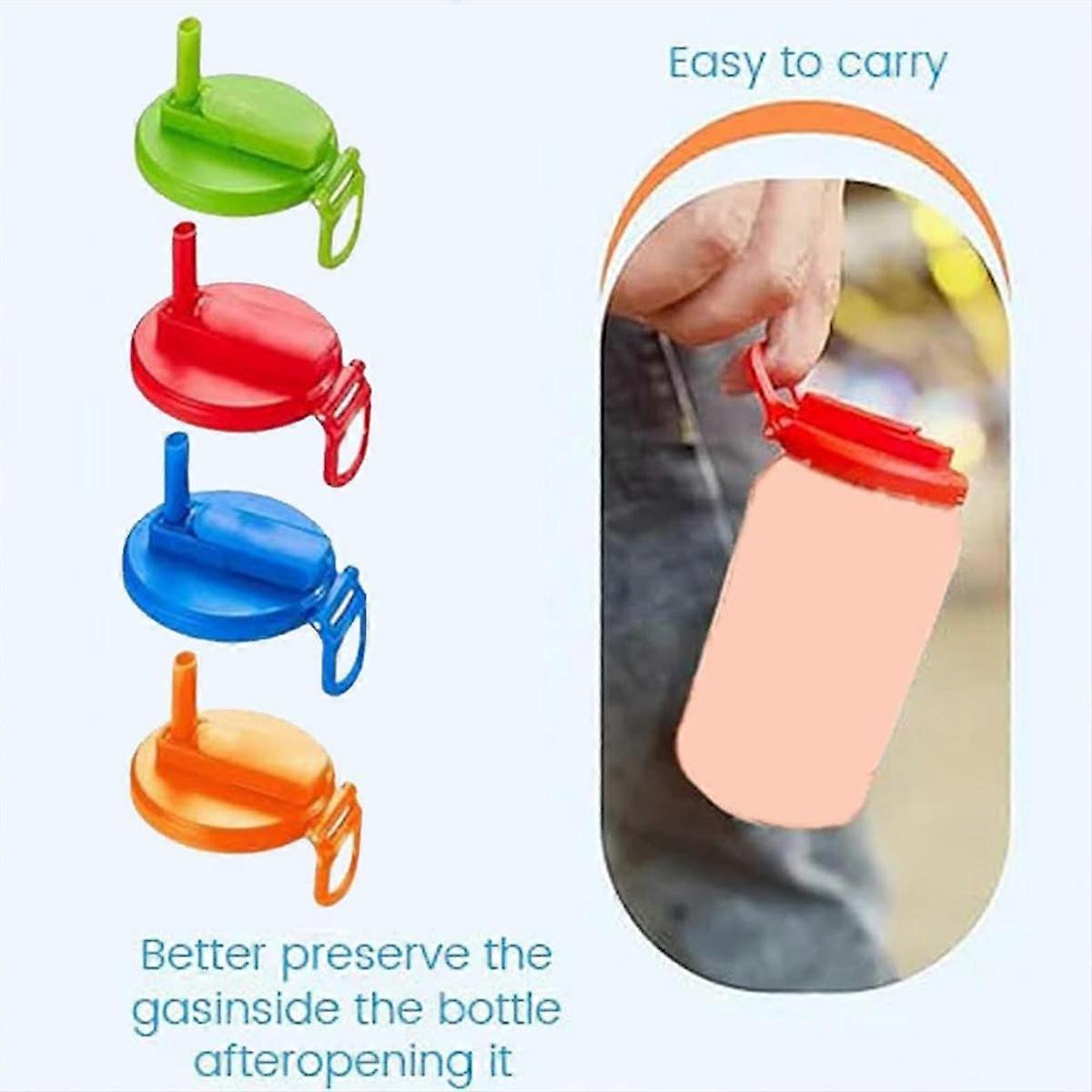 4 Color Soda Can Lids with Straw, Covers for Beer, Juice, Soda Tops Can ...