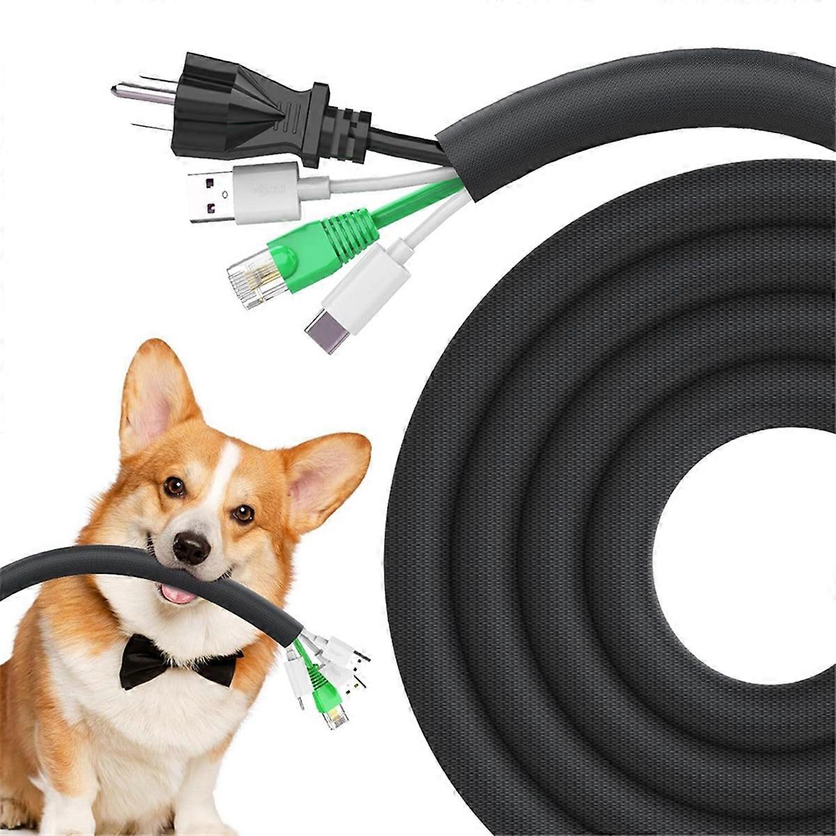 Dog and Cat Cord Protector 10ft ,Cable Sleeve for Easy Cord Management ...