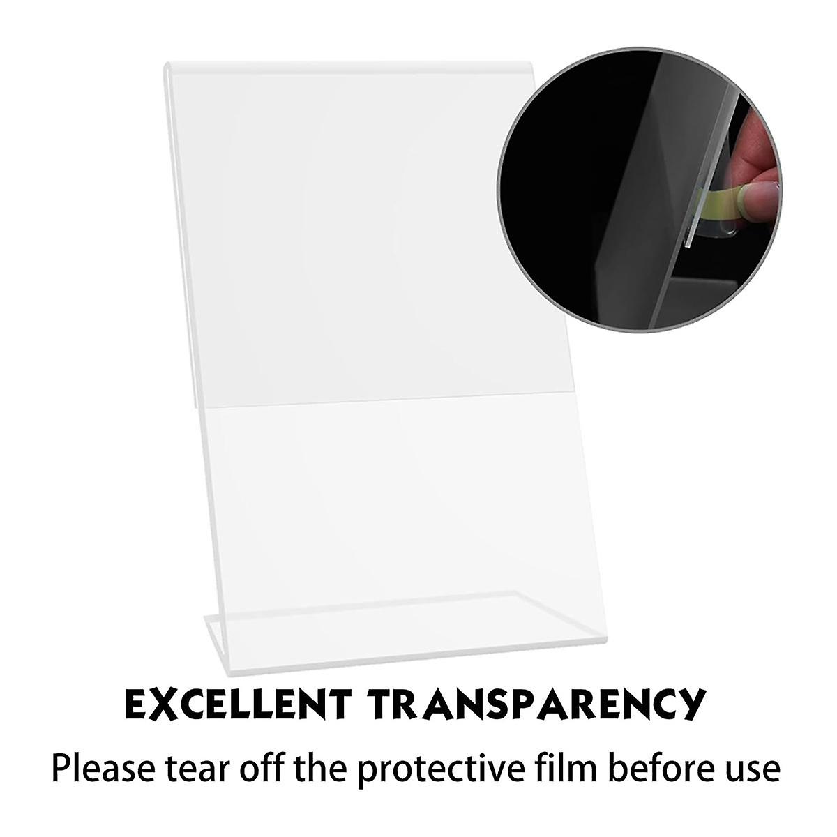 Acrylic Sign Holder 5x7In, 4 Pack Clear Plastic Sign Holder with Hidden ...