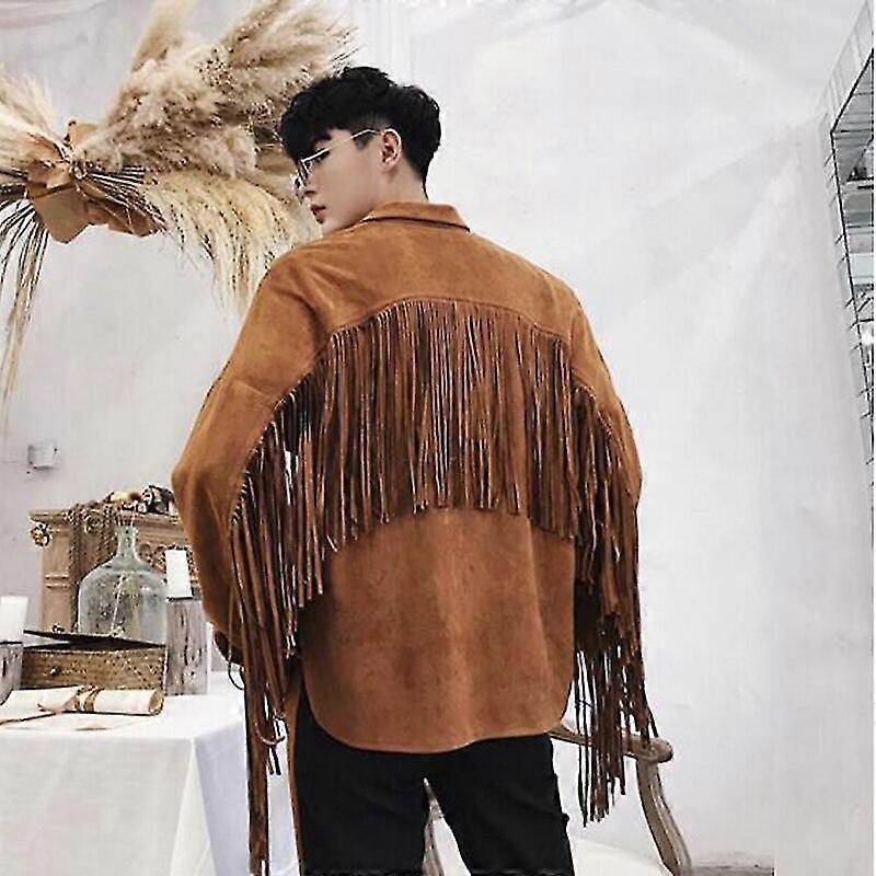 Spring New Men tassel design punk hip hop Jacket Male Casual Streetwear ...