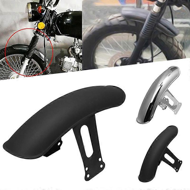 Universal Motorcycle Front Fender Retro Black \\Chrome Tire Position ...