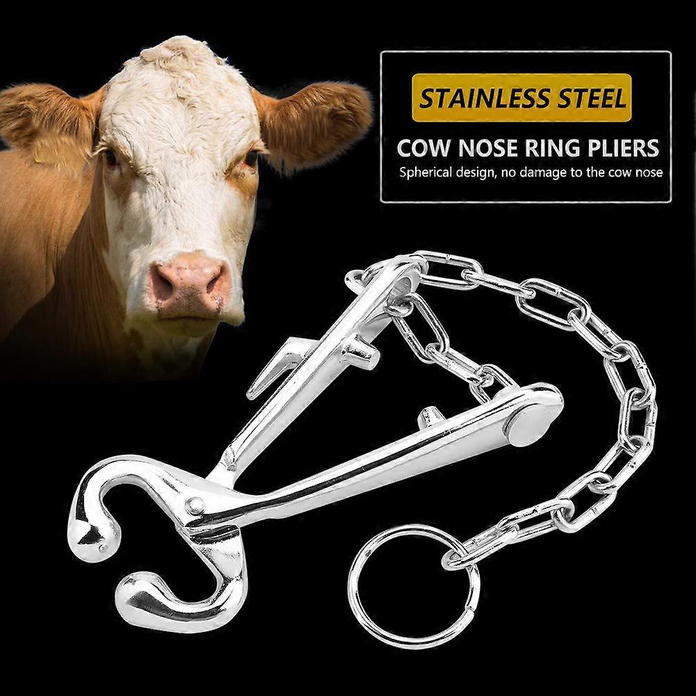 Stainless Steel Cow Nose Pliers Cow Cattle Bull Nose Lead with Chain ...