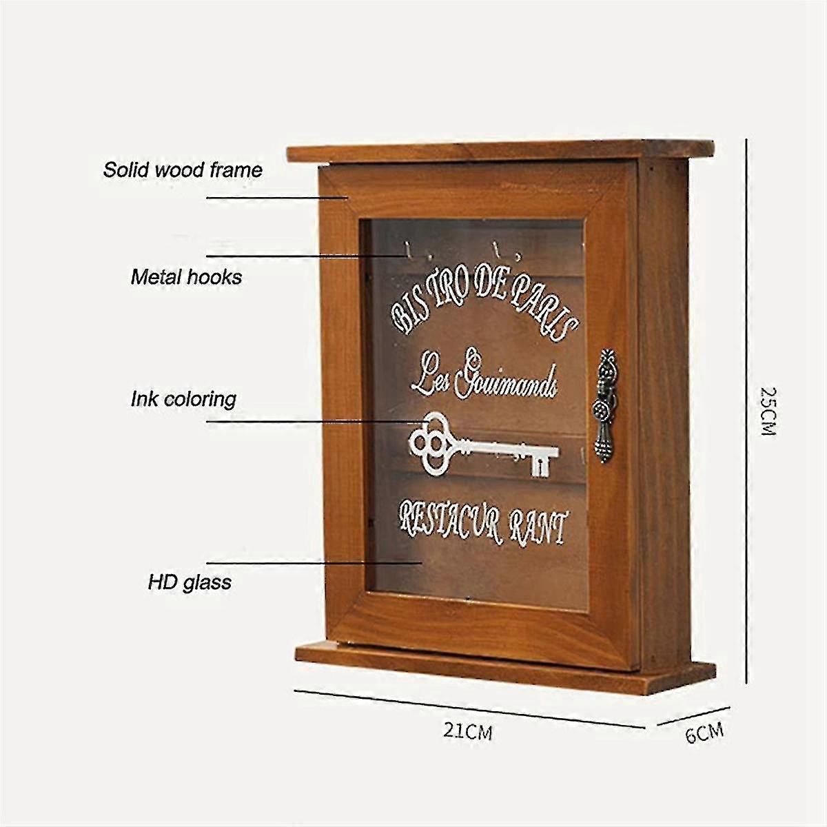 Wooden Key Box, Retro, Wall, Key Cabinet with Magnetic Door, Durable ...