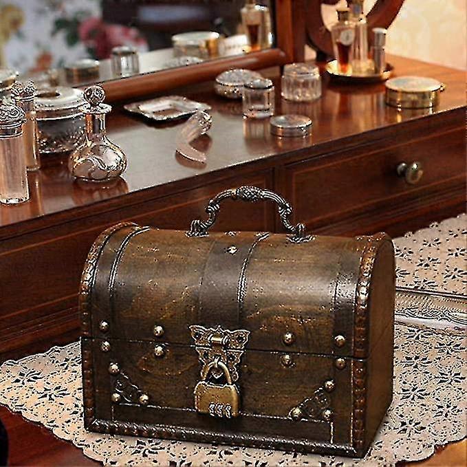 Wooden Treasure Chest, Pirate Treasure Chest Storage Box With A Front ...