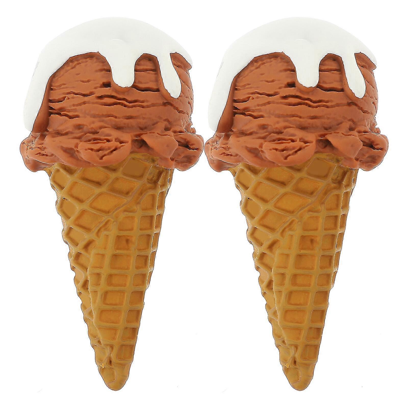 2pcs Fake Ice Cream Cone Artificial Ice Cream Model Dessert Prop Shop ...