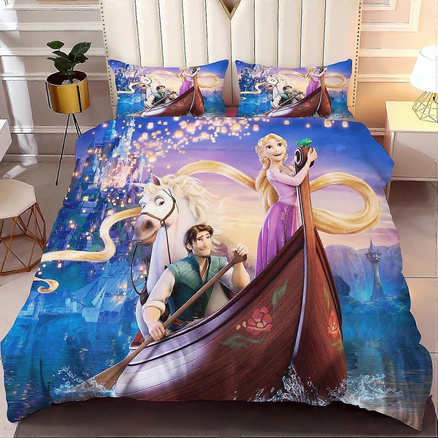 Princess, Anime Rapunzel Mermaid Ariel Bedding Set for Teens, Cartoon ...