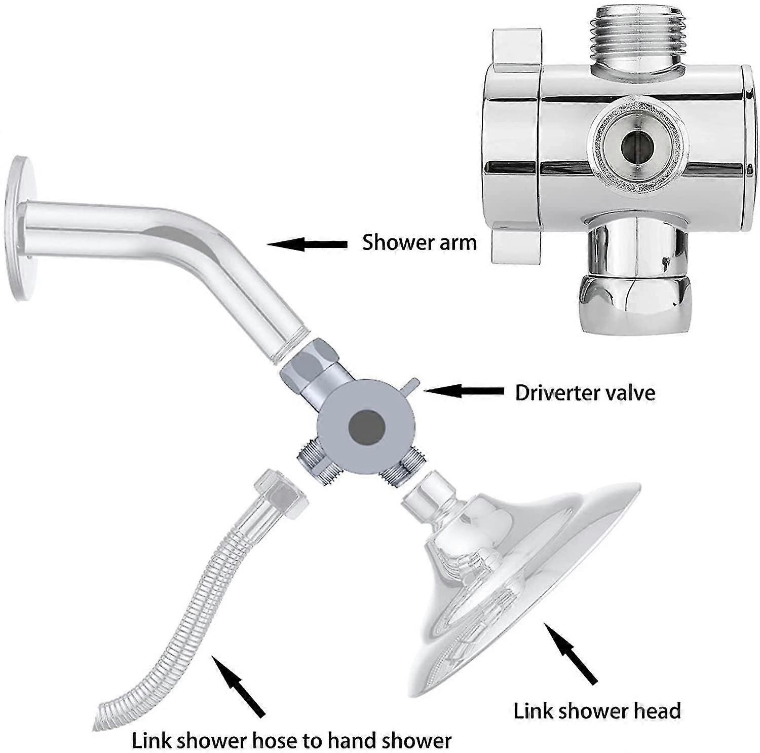 3 Way Valve,g1/2in Three Way Shower Diverter With Stop Valve,t Shape ...