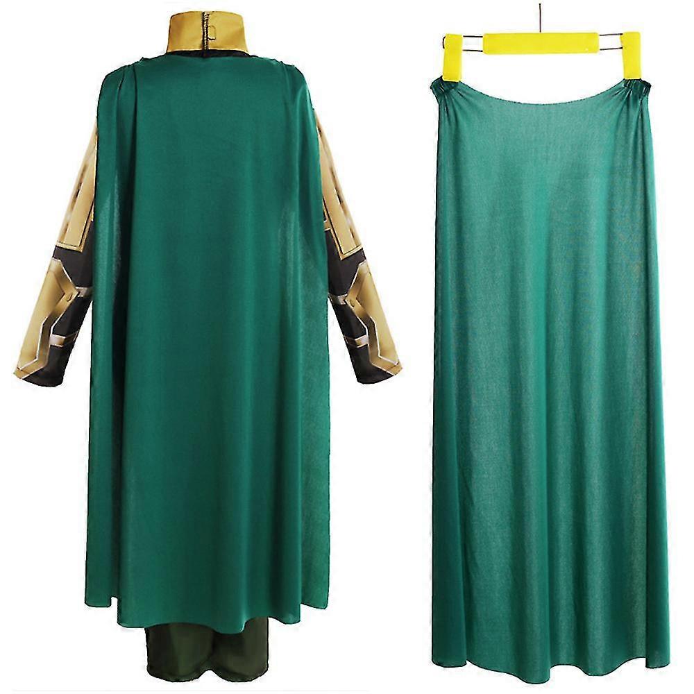 Loki Jumpsuit Cape Mask Helmet Fancy Dress Carnival Cosplay Costume ...
