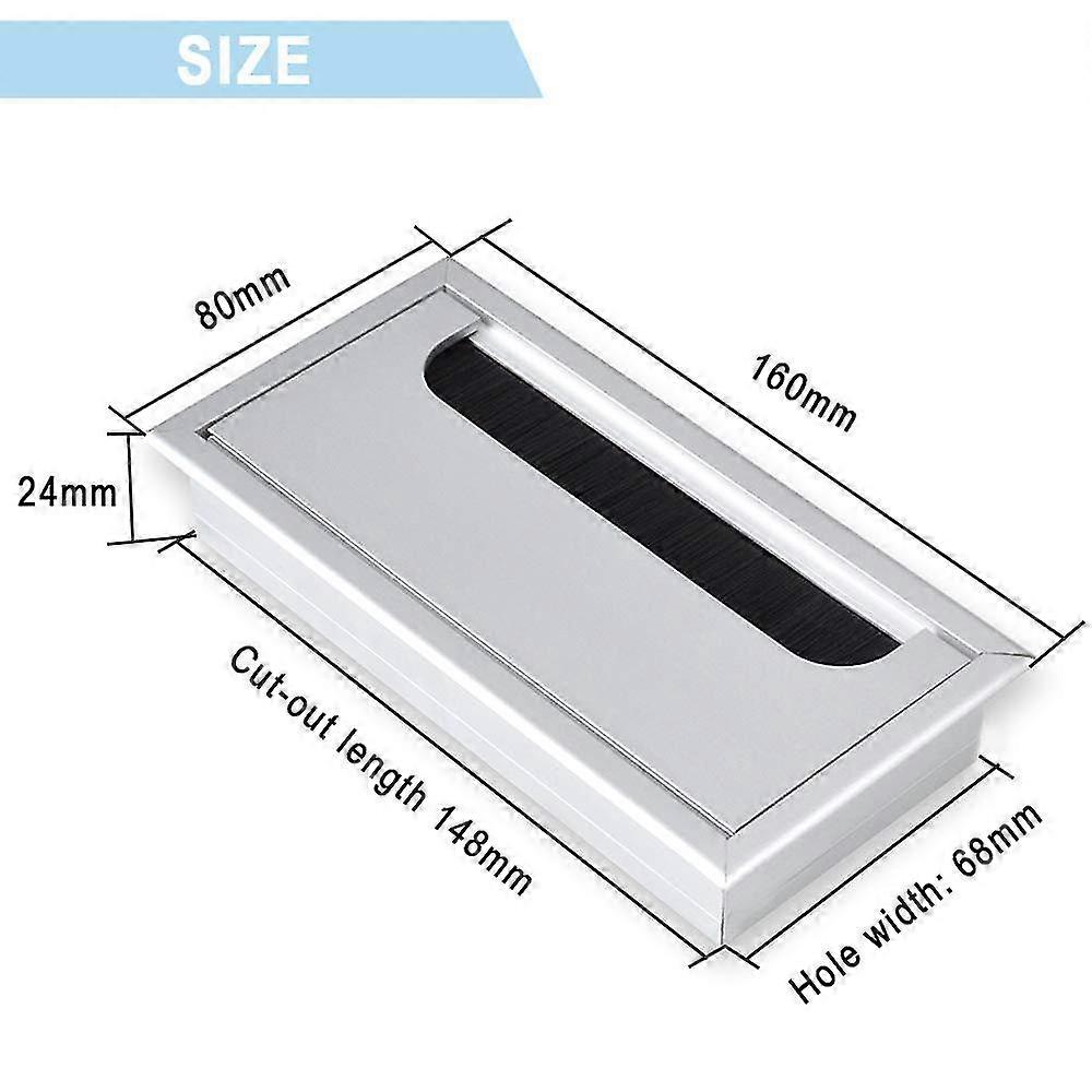 Aluminium Cable Grommet, Square, 160 X 80 Mm, Desk Cable Grommet For ...