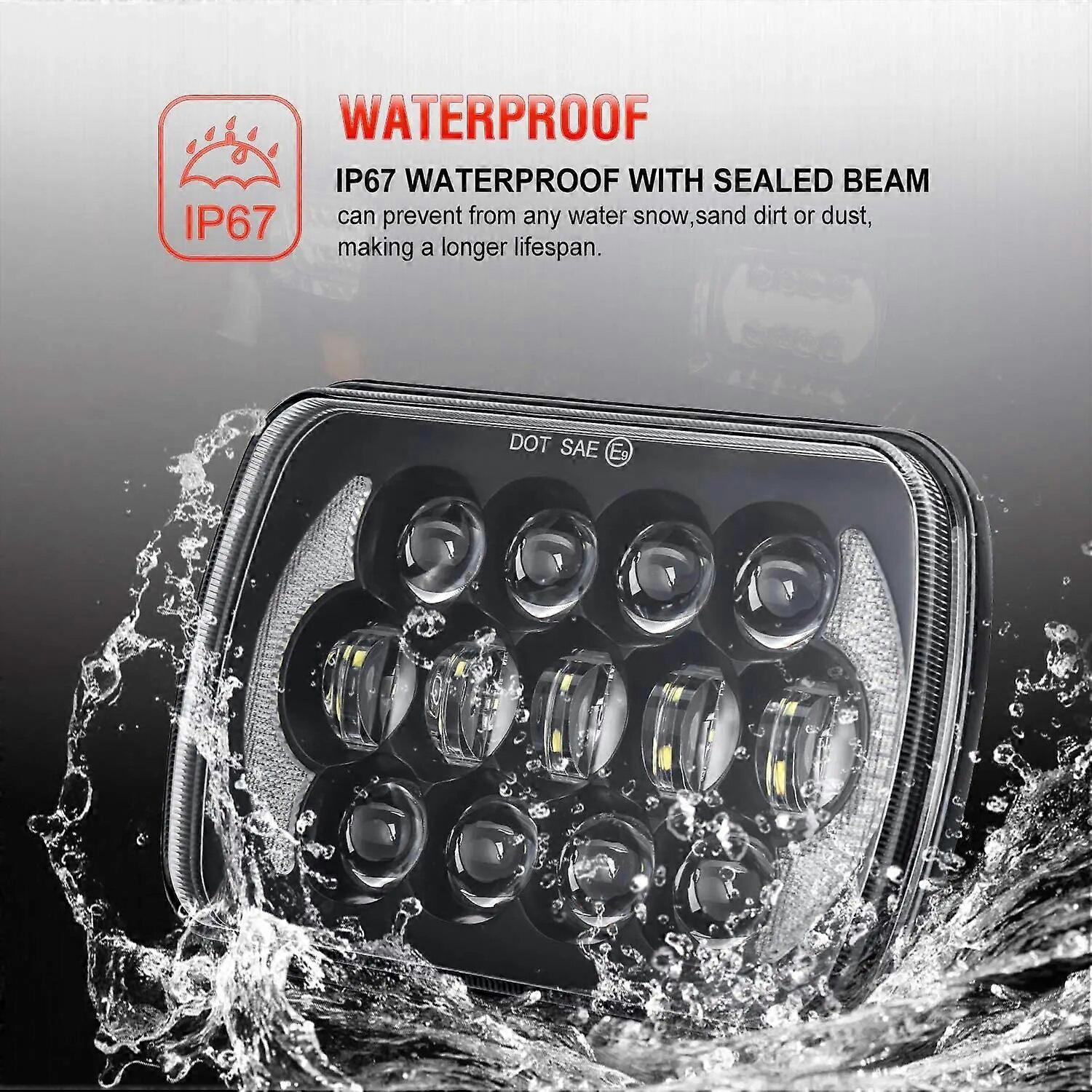 5x7 LED Headlight H6054 LED Headlights 7x6 Inch Sealed Beam Halo Angel ...