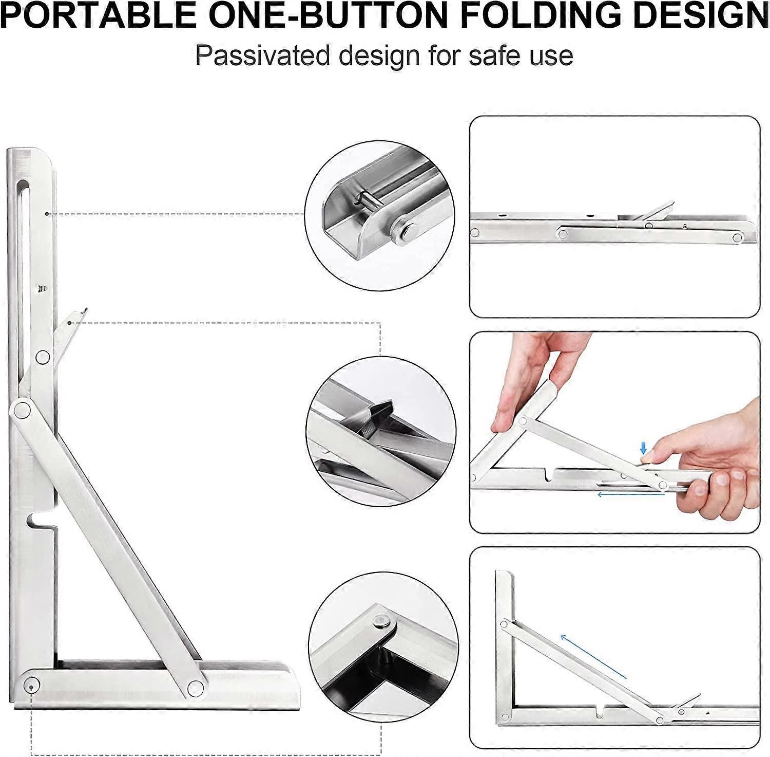 Folding Bracket 200mm, 2 Pieces Stainless Steel Folding Bracket, Load ...