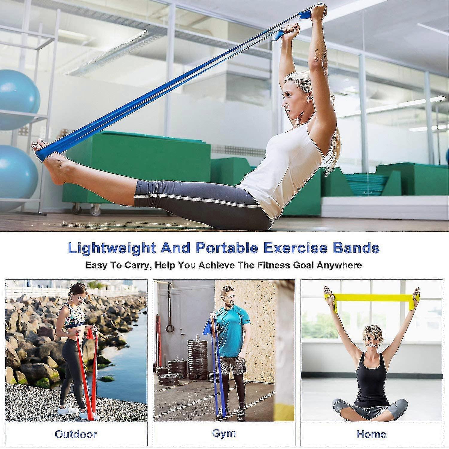 Resistance Bands Set, 1.5m Skin-friendly Exercise Bands With 3 ...