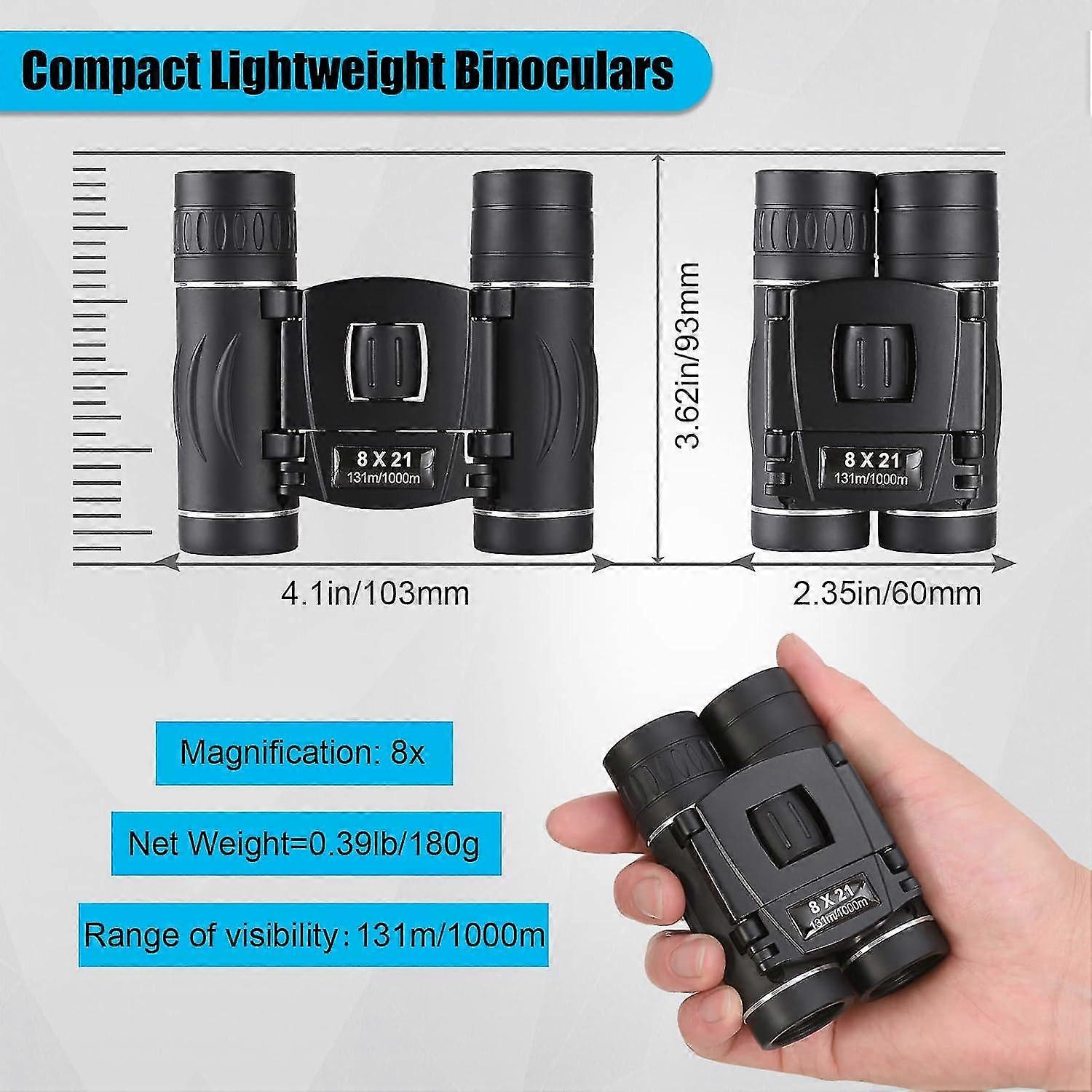 8x21 Mini Compact Pocket Binoculars, Lightweight Foldable Binoculars ...