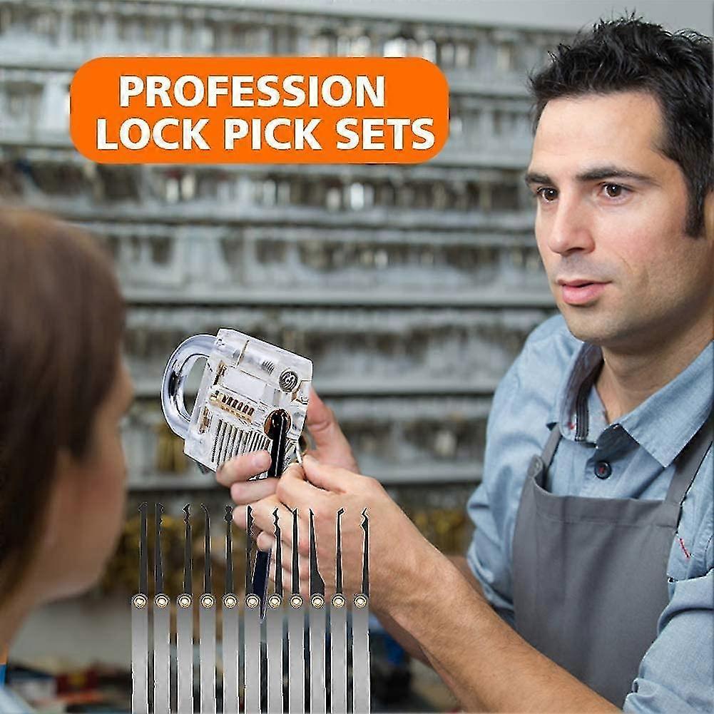 20piece Lock Pick Set, With Transparent Practice Padlock, Pick Lock Kit ...
