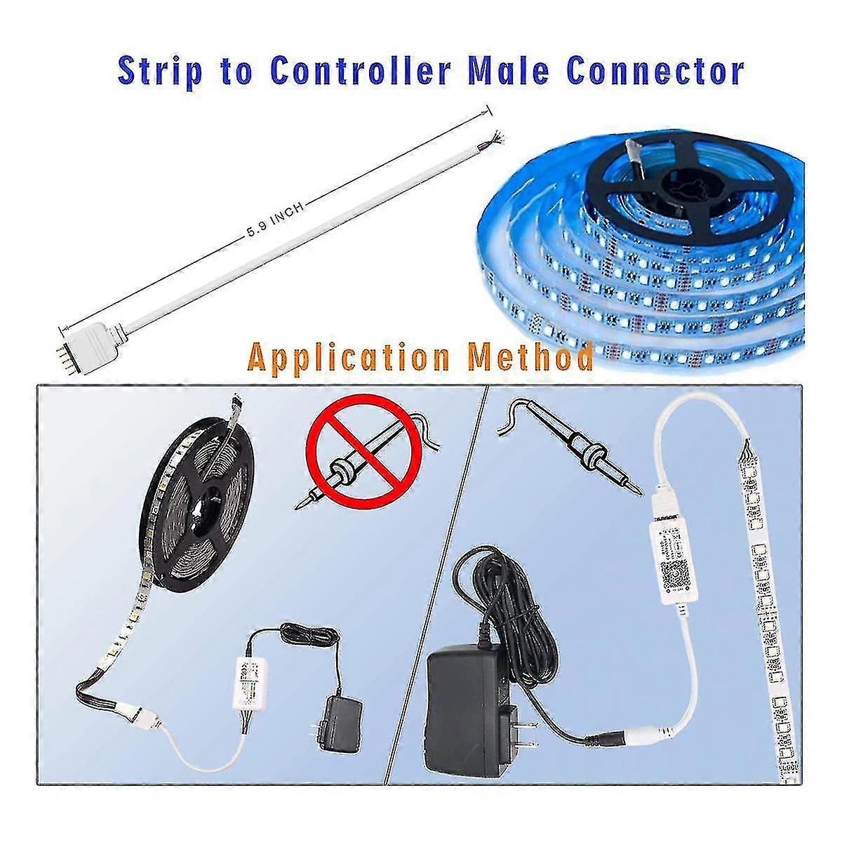 5 Pin Connector Kit, For 12mm Rgbw Connection Include T Shape 5 Pin Led ...