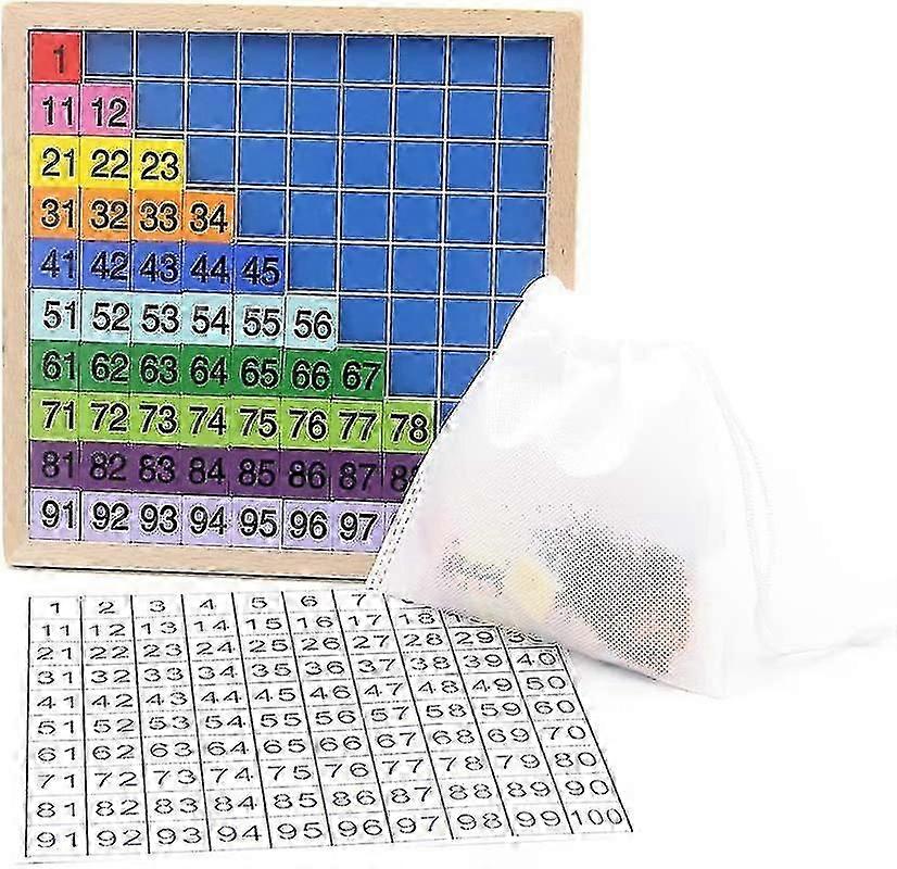 Wooden Math Hundred Board, Counting To 100 For Kindergarten, 1-100 ...