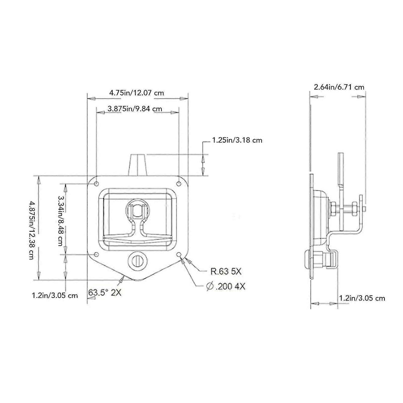 2 Pack T Handle Tool Box Lock Folding Stainless Steel Toolbox Handle ...