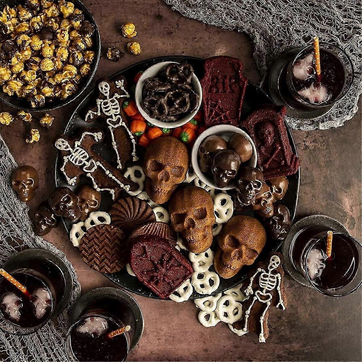 Ware Halloween Bakeware, Haunted Skull Cakelet Pan, Bronze ...