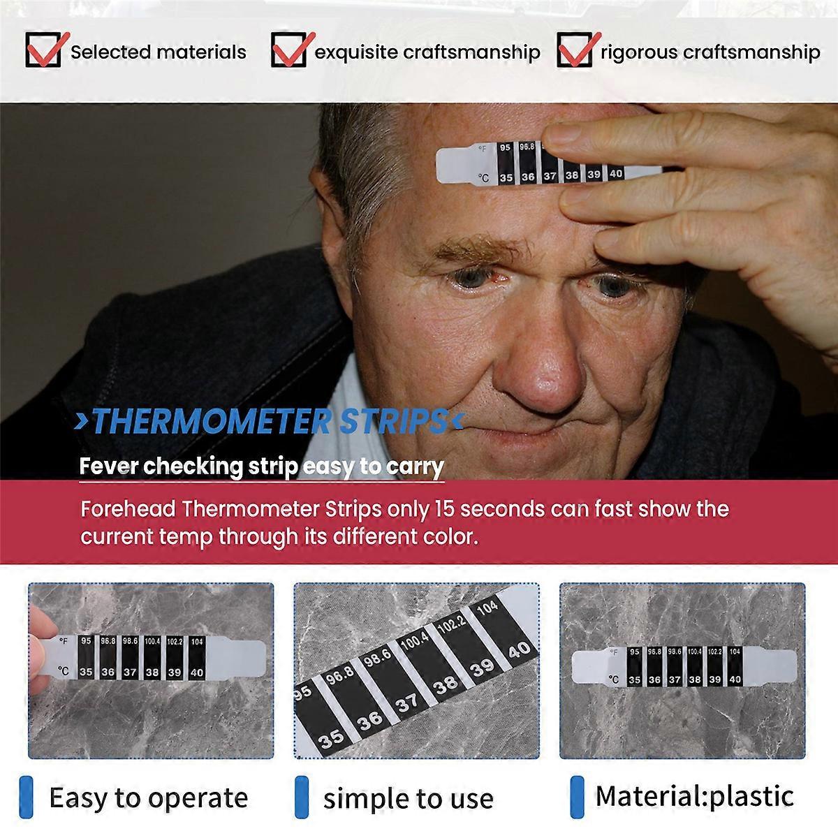 30 Pcs Forehead Thermometer Strips Adhesive Thermometer Strips Reusable ...