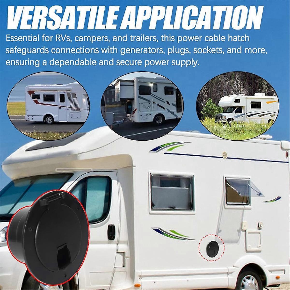 2-Pack, Black RV Hatch Covers Round Electric Cable Hatch with Screws ...