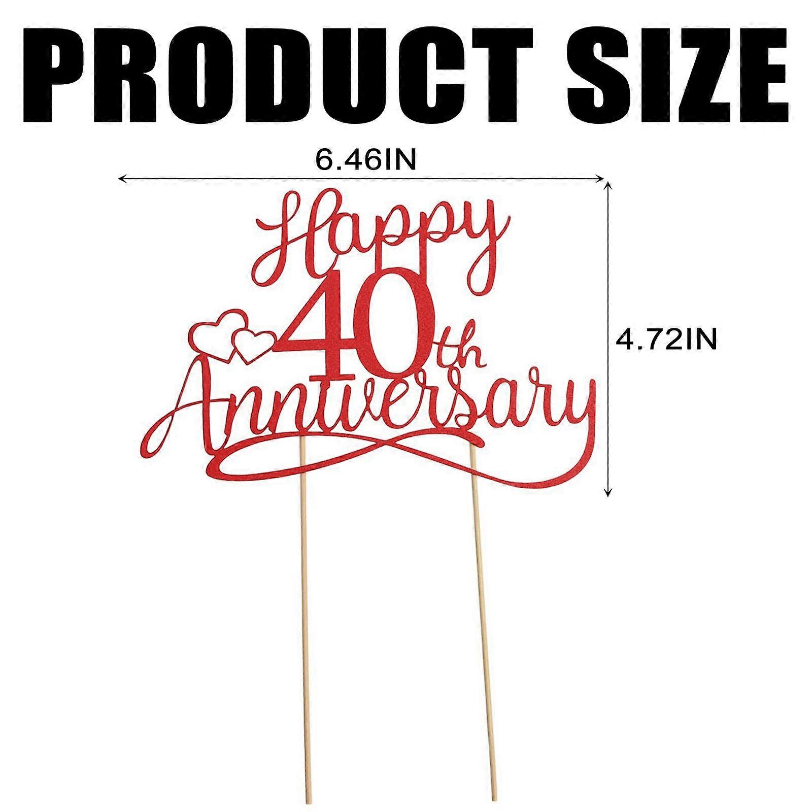 40th Wedding Anniversary Cake Toppers, 1Pcs Ruby Wedding Cake Topper ...