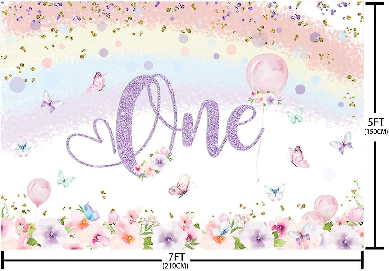 7x5ft Happy 1st Birthday Backdrop For Girl Princess Colorful Flowers ...