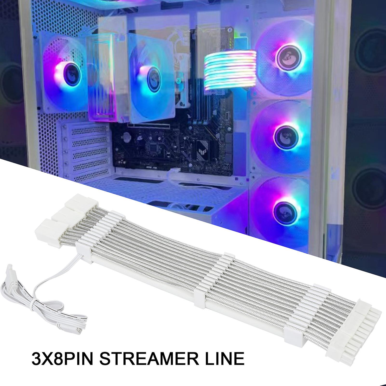 ARGB Neon Color Line White PC Case RGB Cable GPU 3X8Pin Streamer ...