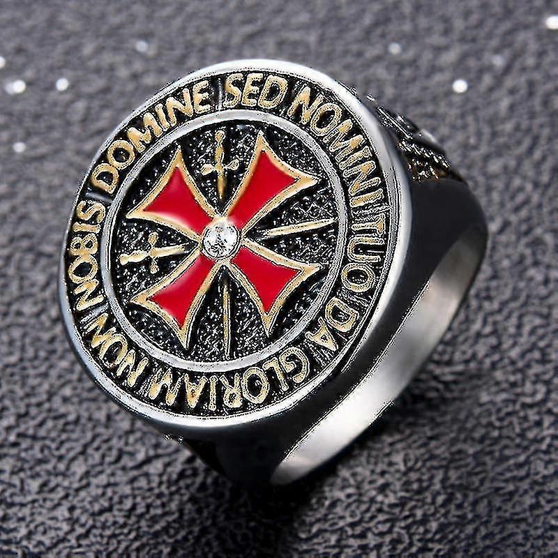 Knights Templar Rings For Men, Stainless Steel Crusader Cross Biker ...