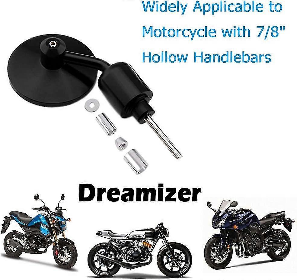 Round Motorcycle Rear View Mirror, 7/8" 22mm Handlebar End Mirrors For ...